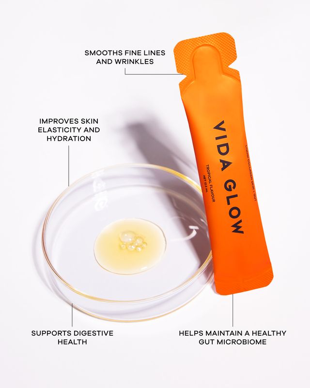 Vida Glow Liquid Collagen Skin + Gut - Tropical 15 x 12.5ml Sachets ...